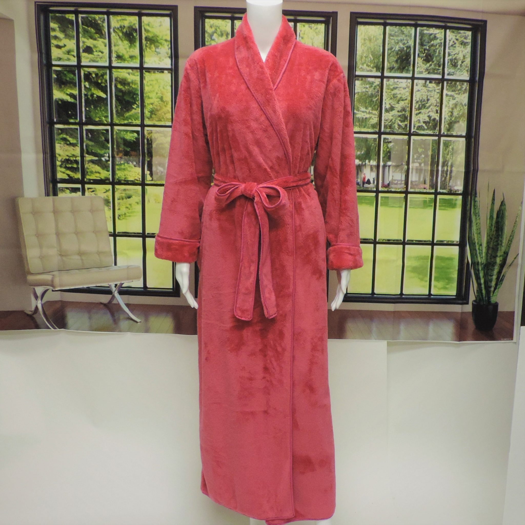 Luxurious classic long robe - Raspberry - Karen Luu Home Couture